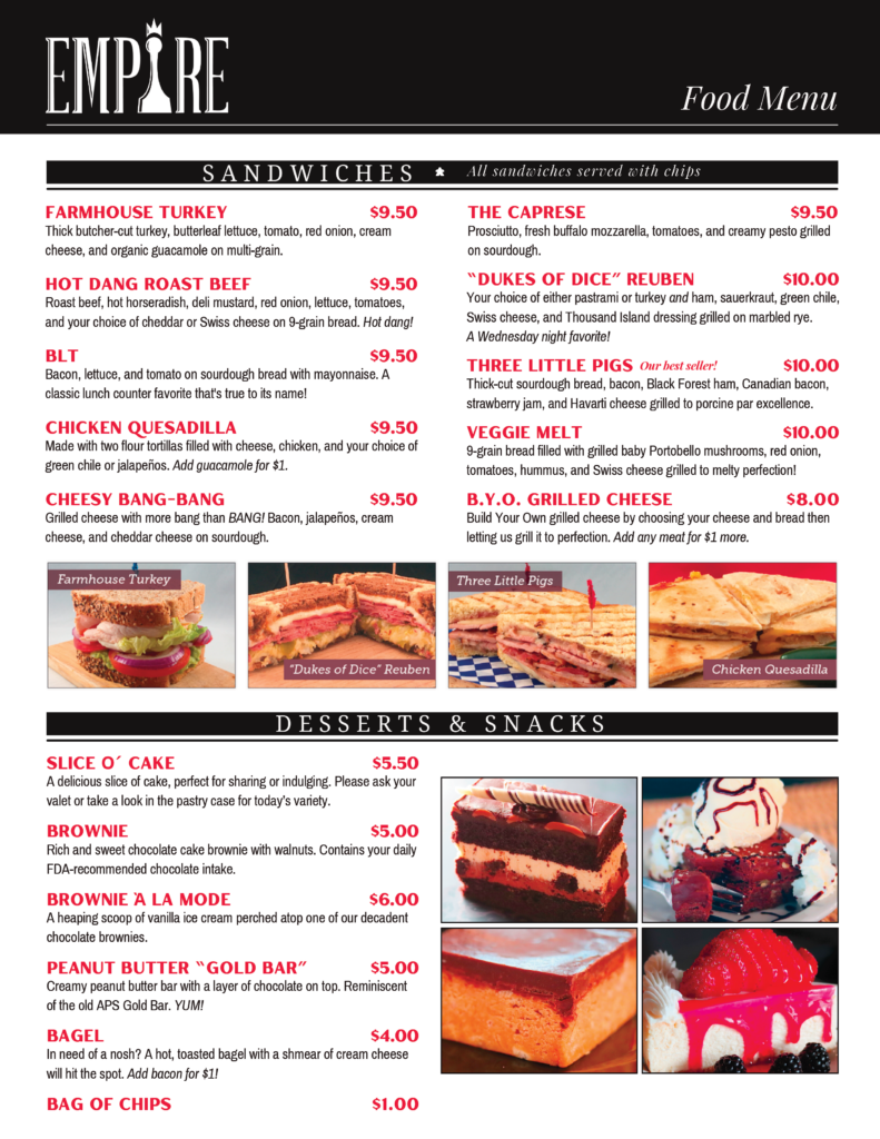 Menu – Empire Boardgame Library